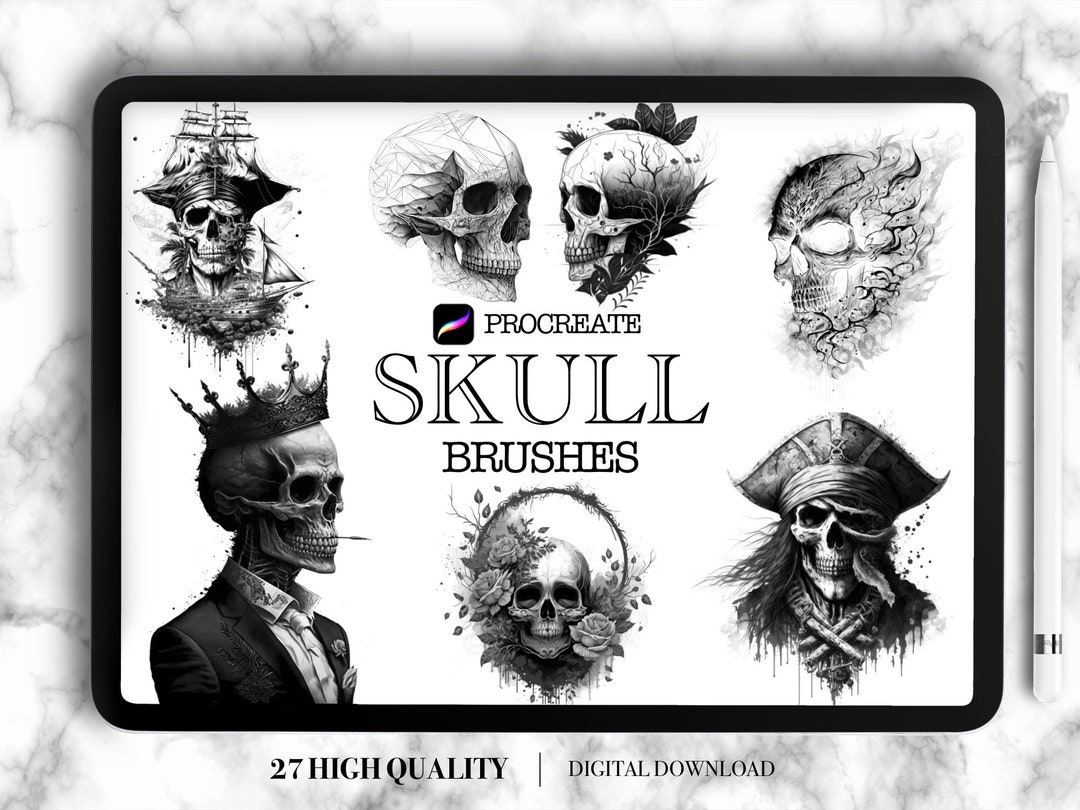 Skull Stamps for Procreate / Tattoo Templates - 27 Desgins - Stamps ...