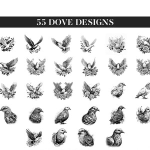 Dove Designs for Procreate / Tattoo Stamp - Photoshop Stamps Digital ...