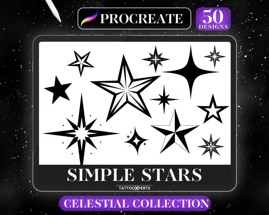 50 Stars Designs | INSTANT DOWNLOAD | Minimalistic Stamps | Procreate ...