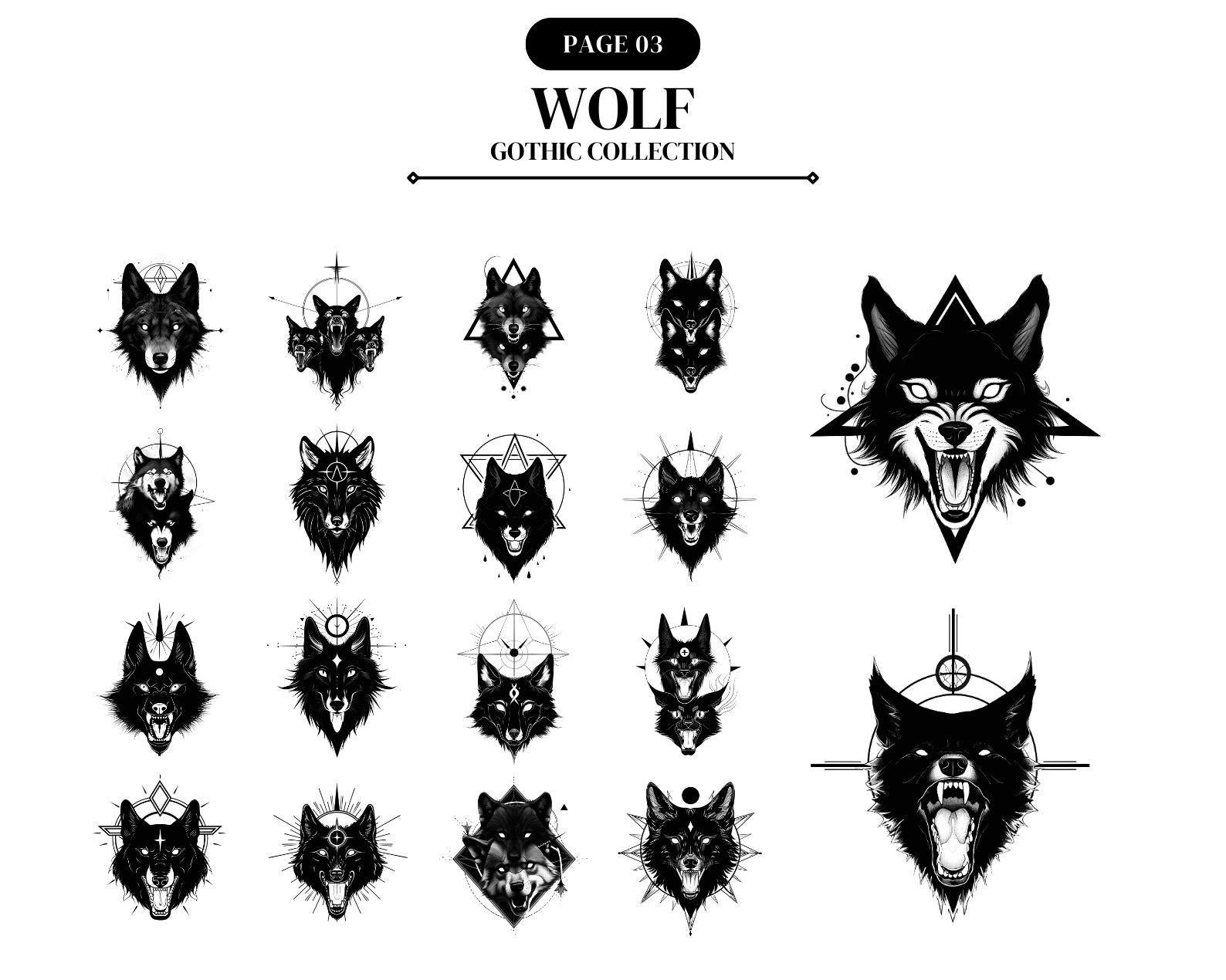 Gothic Wolf Procreate Stamps | Dark Tattoo Art Brushes (commercial Use ...