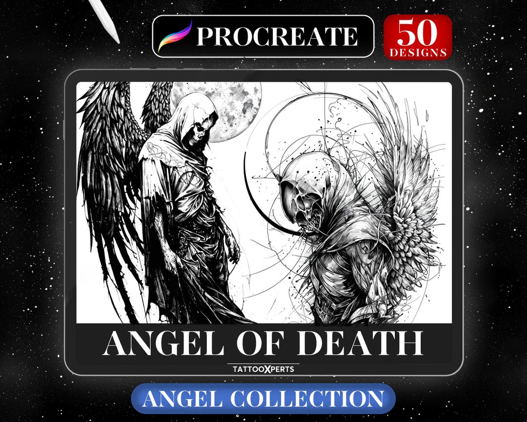 50 Angel of Death Designs | INSTANT DOWNLOAD | Realistic Stamps ...
