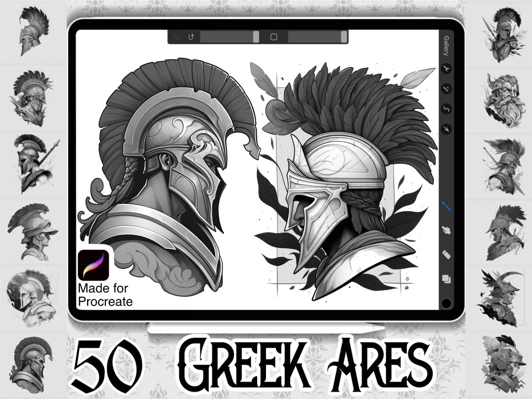 50 Greek Ares Designs | INSTANT DOWNLOAD | Greek Mythology Stamps ...
