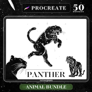 50 Panther Designs | INSTANT DOWNLOAD | Animal Stamps | Procreate ...
