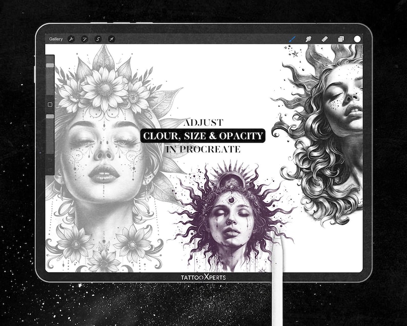 50 Sun Women Designs INSTANT DOWNLOAD Realistic Stamps Procreate ...