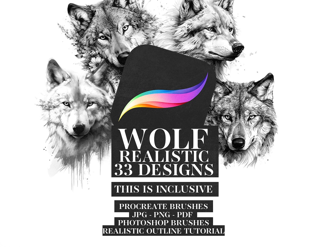 Wolf Tattoo Procreate Stempel | Photoshop Pinsel | 33 Designs auch in Jpg Png PDF | Animal Art ...