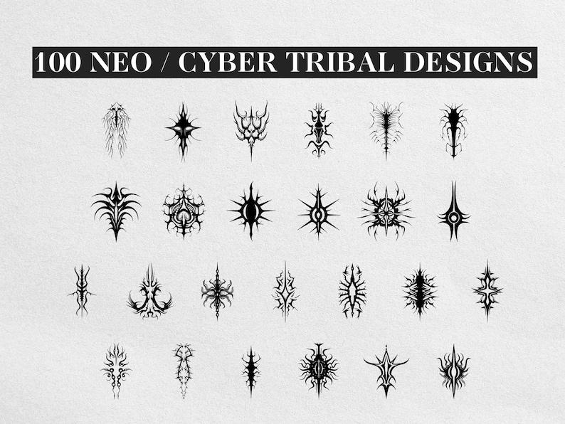 100 Neo Tribal / Cyber Tribal Designs for Procreate Photoshop JPG PNG ...