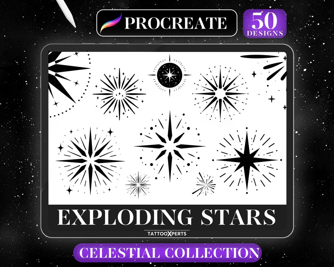50 Stars Designs | INSTANT DOWNLOAD | Minimalistic Stamps | Procreate ...