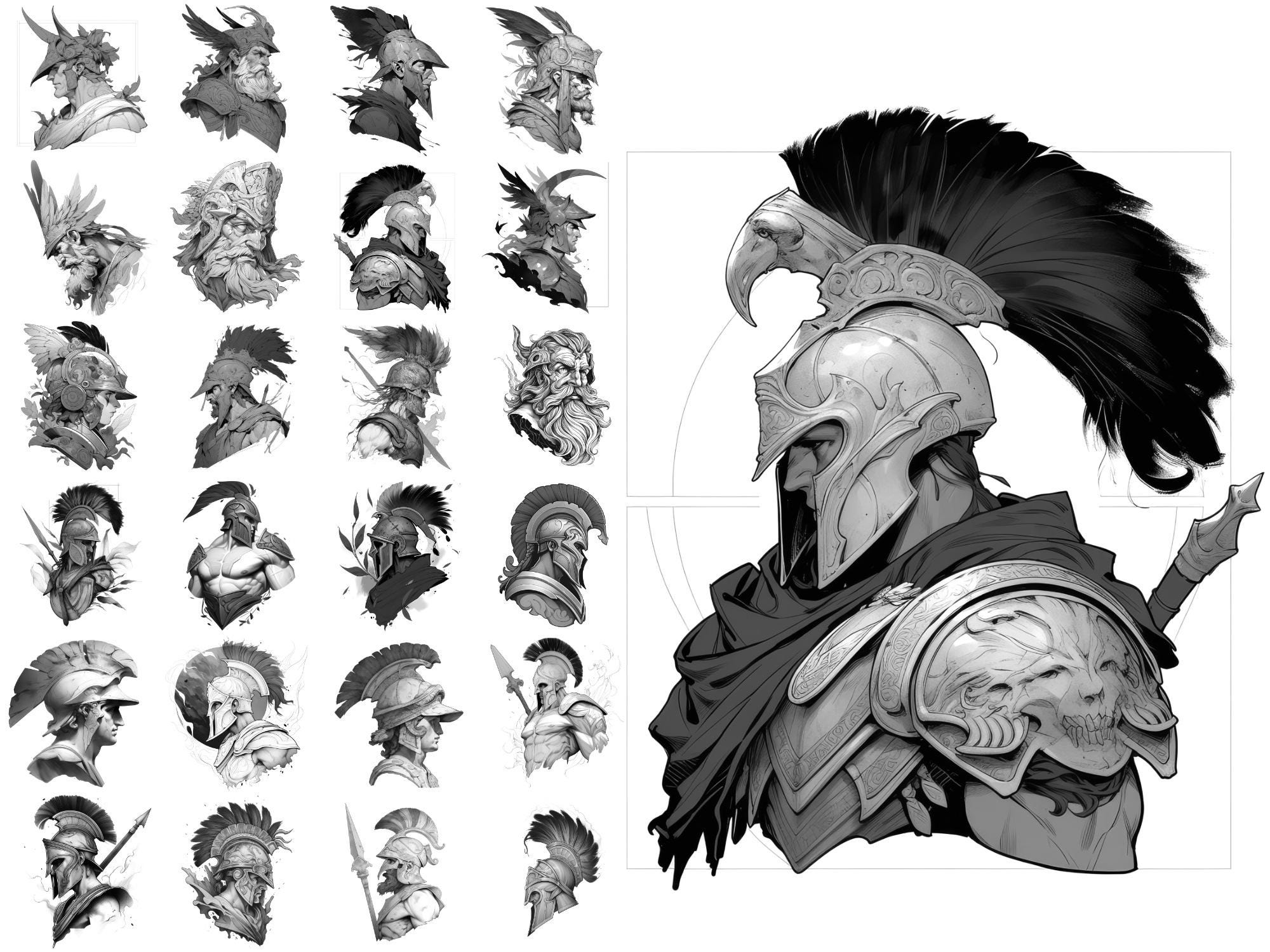 50 Greek Ares Designs INSTANT DOWNLOAD Greek Mythology Stamps Procreate ...