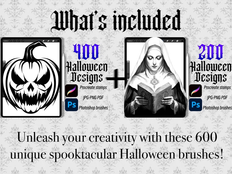 Procreate Halloween Stamp Bundle INSTANT DOWNLOAD Bundle of 600 ...
