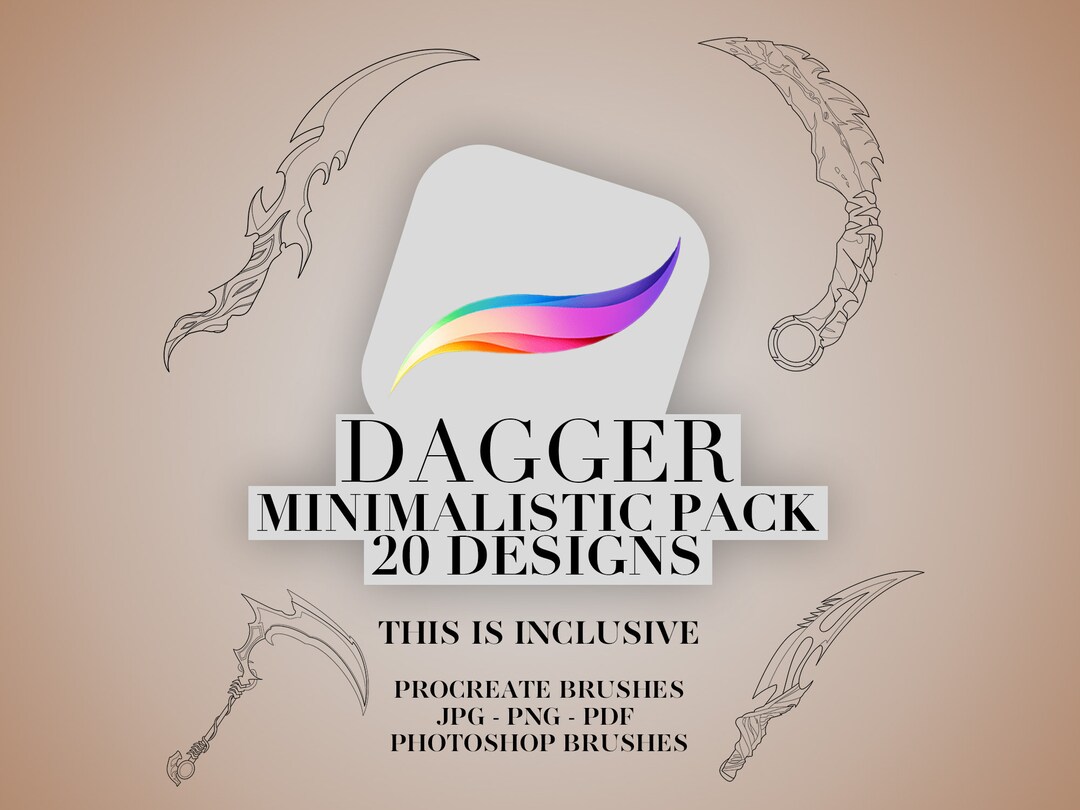 Dagger Brushes Tattoo Fineline Stencil Stamp / Instant - Etsy