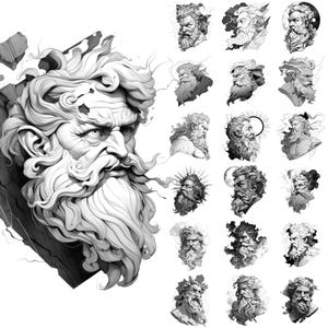 50 Greek Zeus Designs | INSTANT DOWNLOAD | Greek Mythology Stamps ...