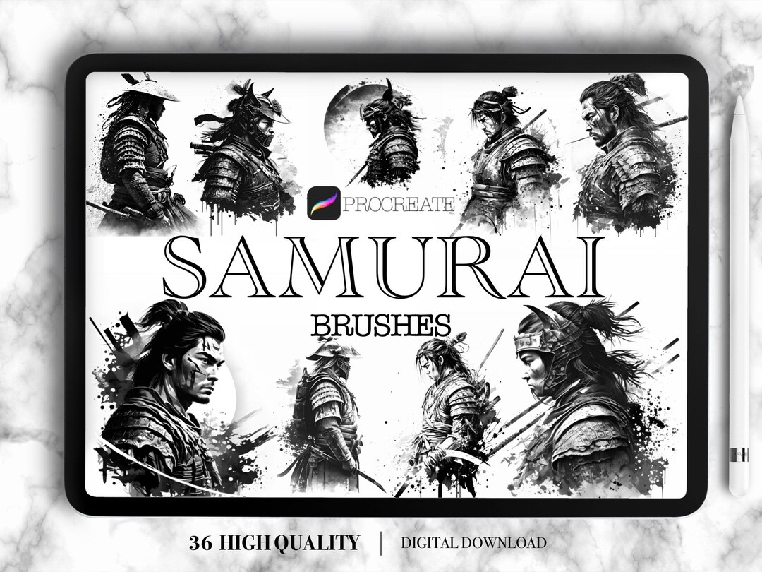 36 Procreate Samurai Stamp Set - Tattoo Brushes Stencil Stamps Digital ...