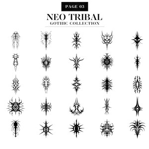 100 Neo Cyber Tribal Procreate Stamps | INSTANT DOWNLOAD | Gothic ...