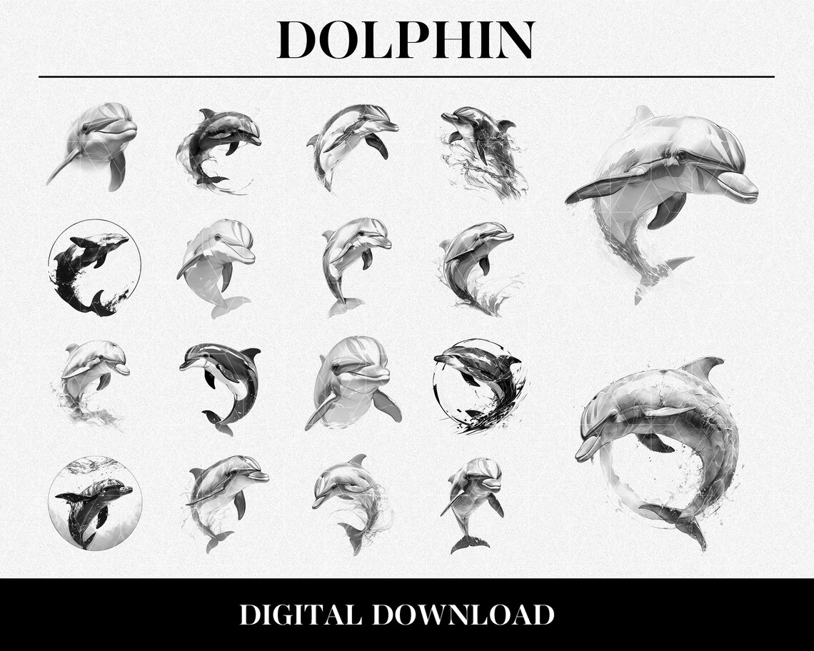 Dolphin Procreate Brush Set | 50 Digital Tattoo & Art Brushes - Etsy