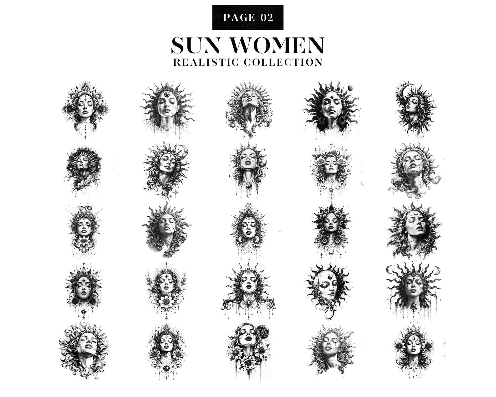 50 Sun Women Designs INSTANT DOWNLOAD Realistic Stamps Procreate ...