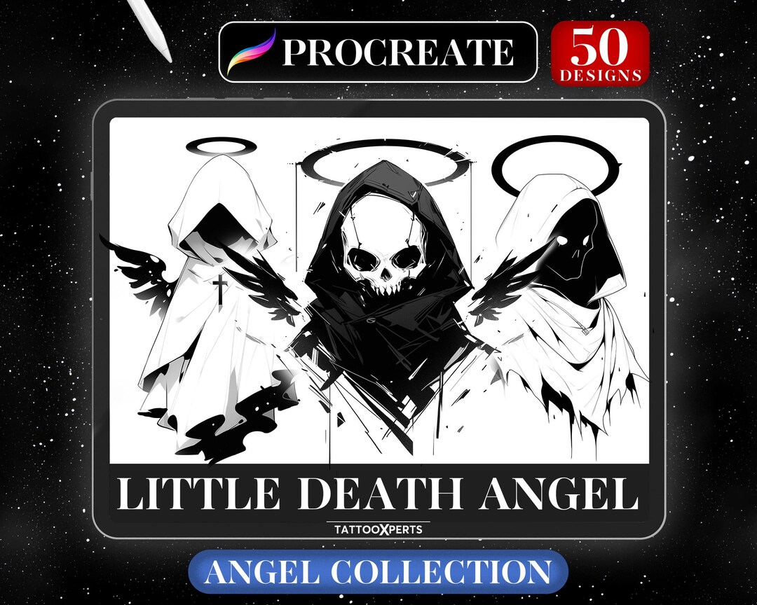 50 Death Angel Designs | INSTANT DOWNLOAD | Minimalist Gothic Stamps ...