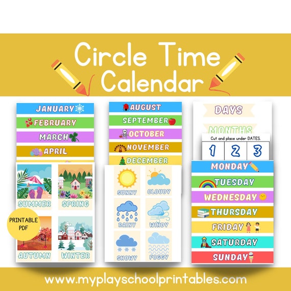 Circle Calendar Time Days of the Week Calendar Preschool - Etsy