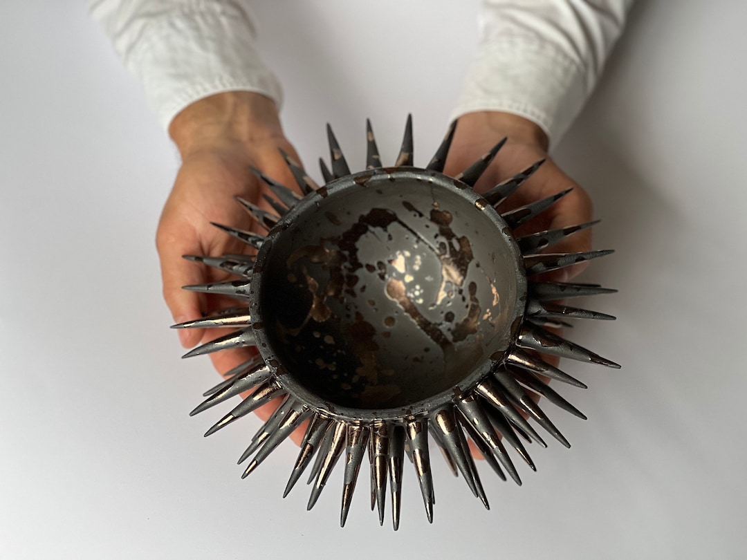 Black Bronzed Gothic Ceramic Bowls, Pottery Spike Bowls, Decorative ...