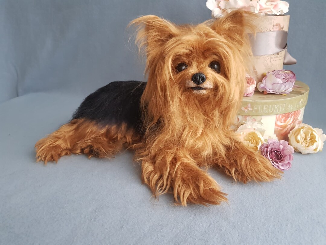 Custom Yorkshire Terrier Stuffed Dog Clone, Long Hair Yorkie Replica ...