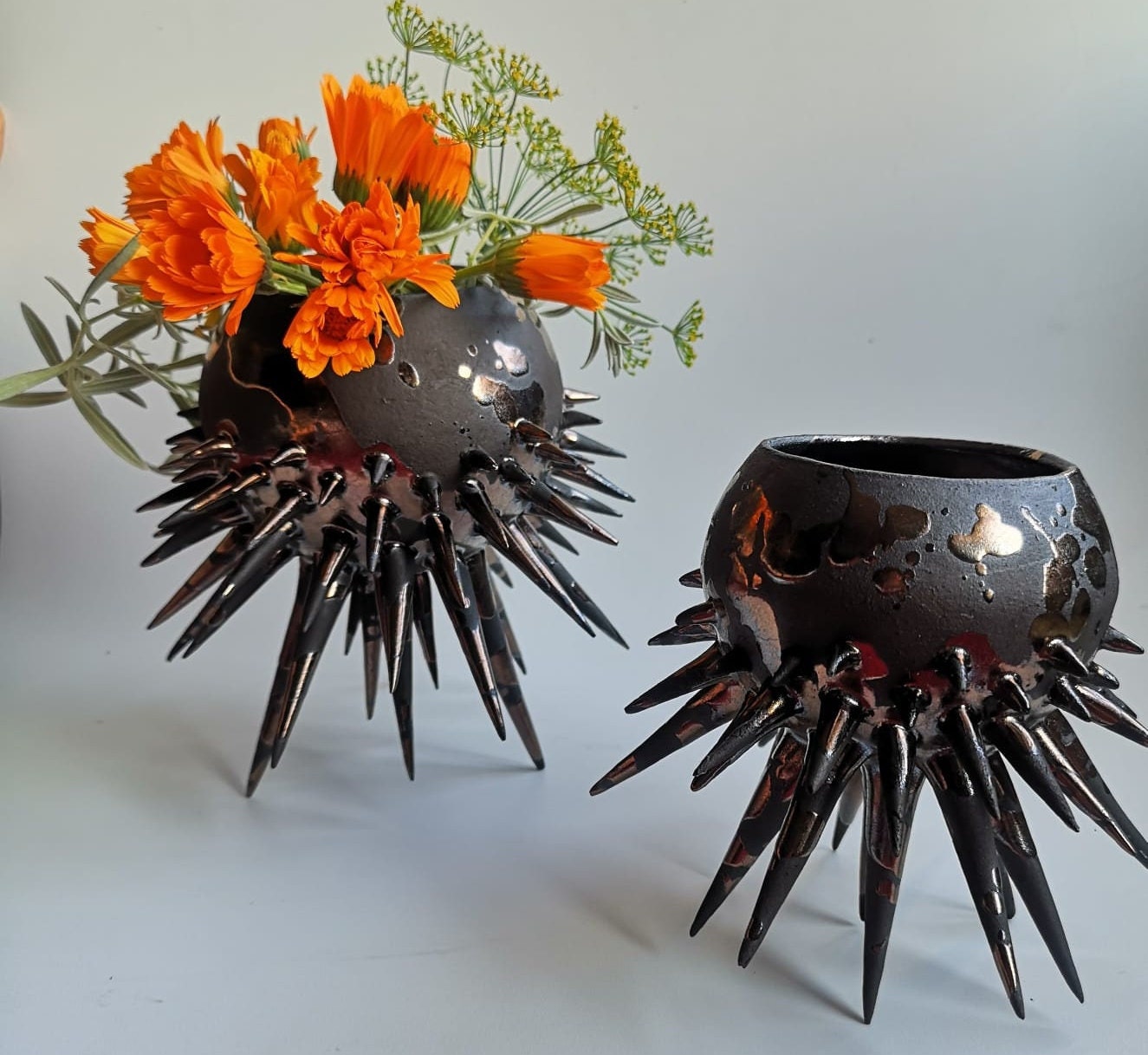 Black Ceramics Black Spiked Vase Bowl, Top Quality Decorative Conker ...