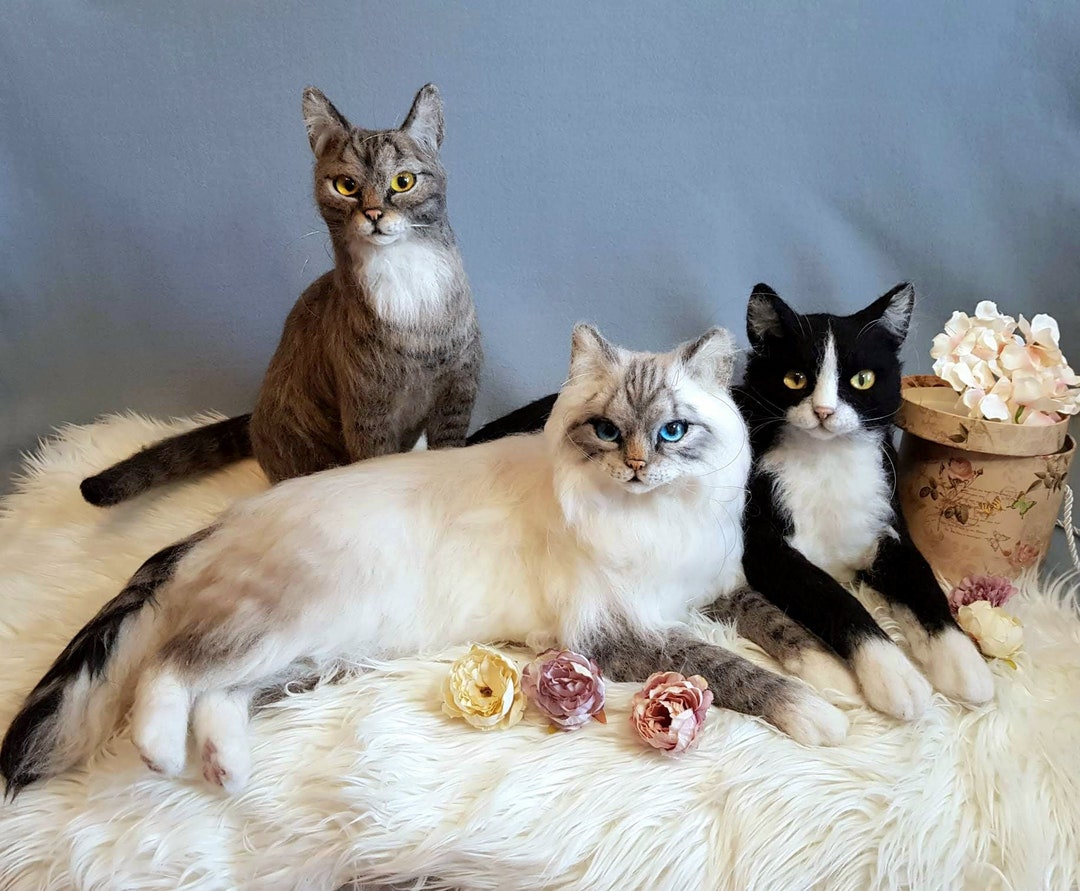 Premium Stuffed Cat Animal Replicas, Real Size Cat Clones by Pet Photo ...
