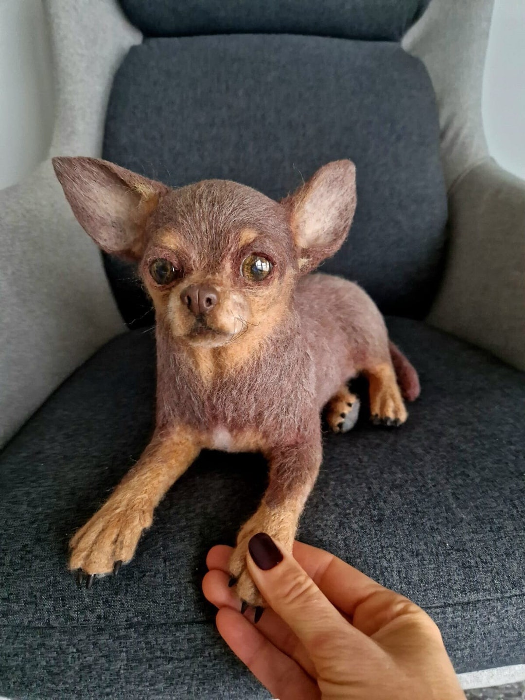Brown Custom Chihuahua Dog Sculpture, Stuffed Plush Dog Replica, 100% ...