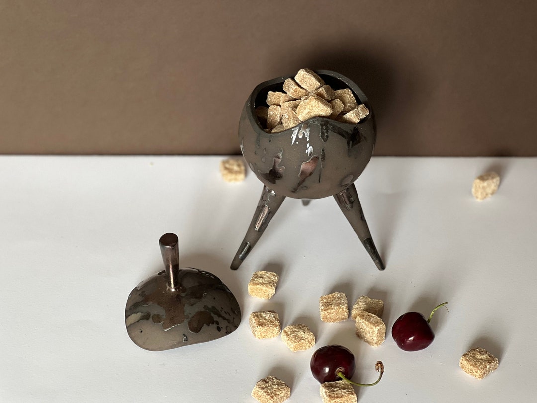 Bronze Glazed Ceramic Pot With Lid, Modern Pottery Sugar Jars,salt Pig ...