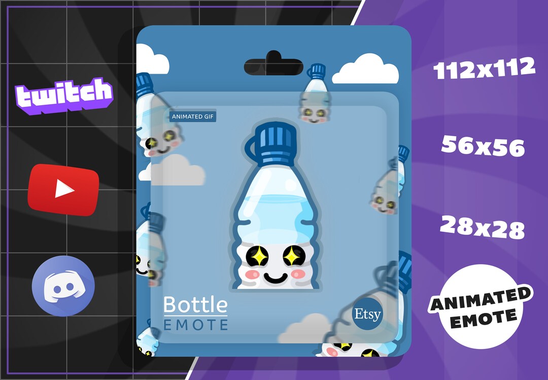 Water Bottle Animated Twitch Emote Twitch Emote Streamer - Etsy Australia
