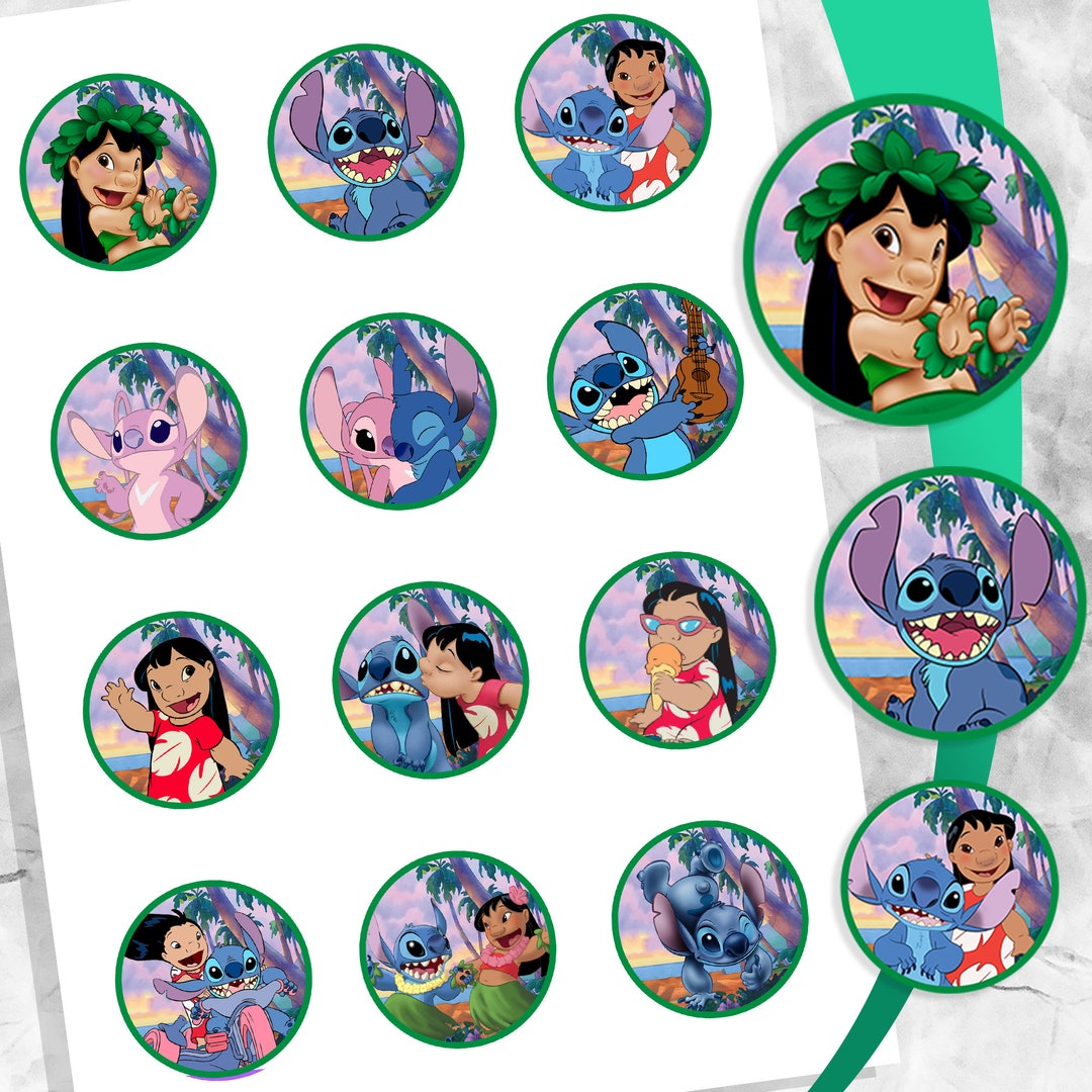 Lilo and Stitch Cupcake Topper, Stitch & Angel Cupcake Topper, Birthday ...