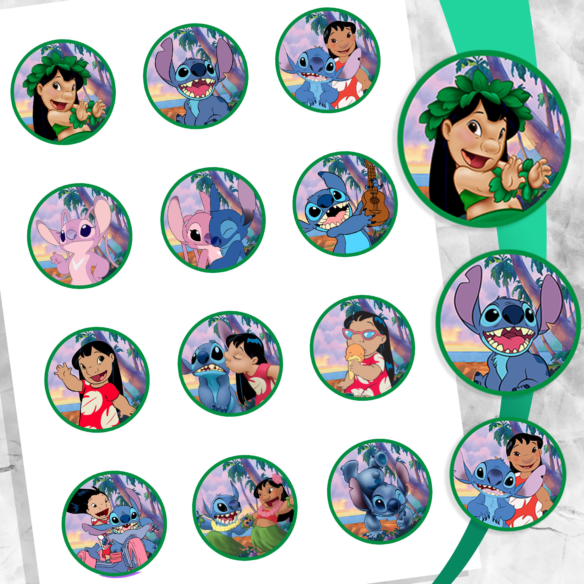 Lilo and Stitch Cupcake Topper, Stitch & Angel Cupcake Topper, Birthday ...