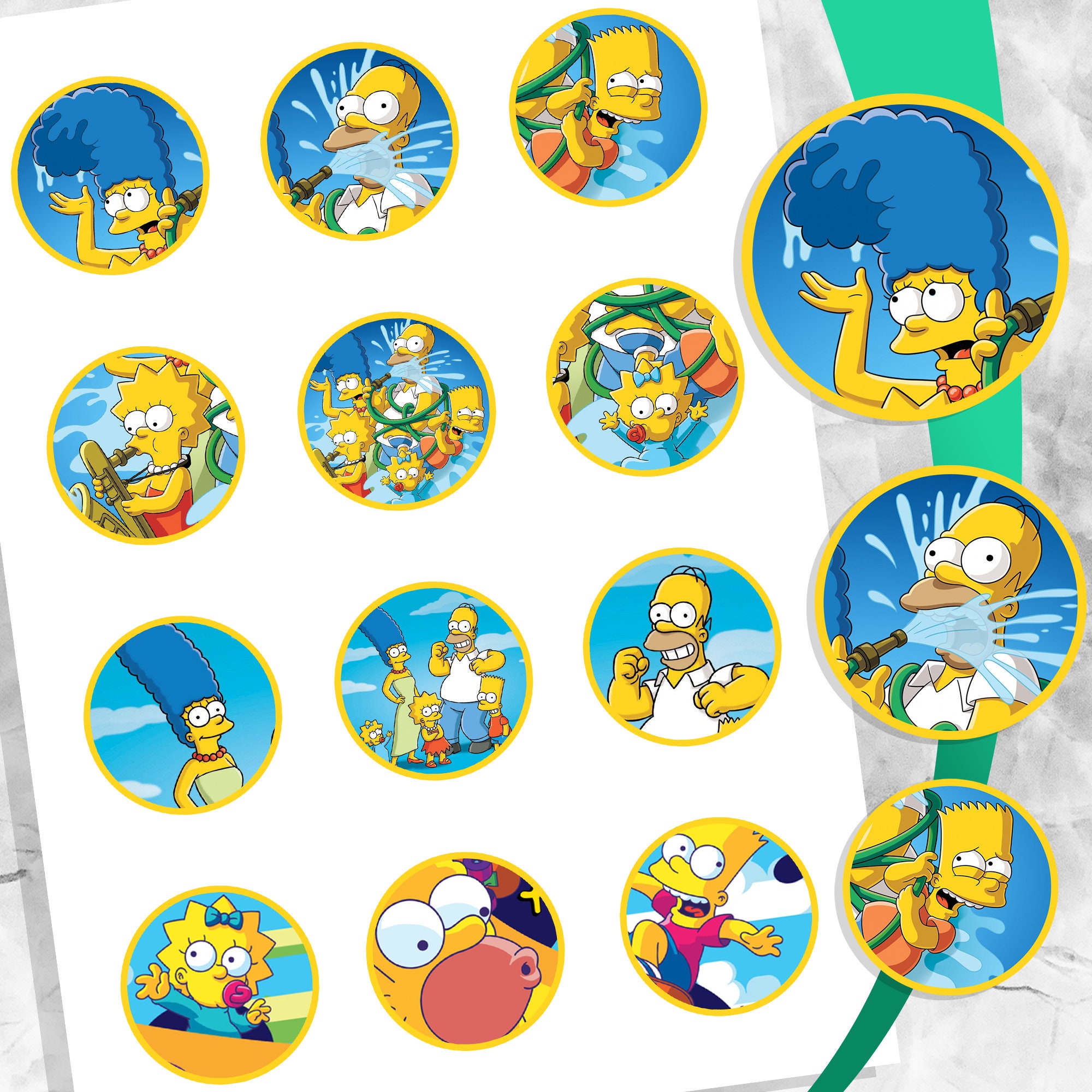 THE SIMPSONS Cupcake Topper, the Simpsons Party Cupcake Toppers, the ...