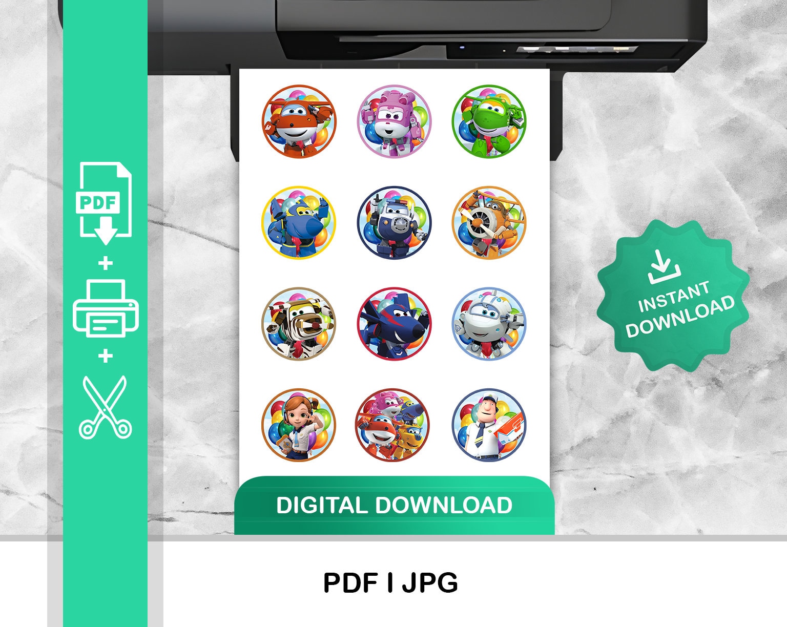 Cupcake Toppers, Printable Cupcakes Toppers, Birthday Party Toppers ...