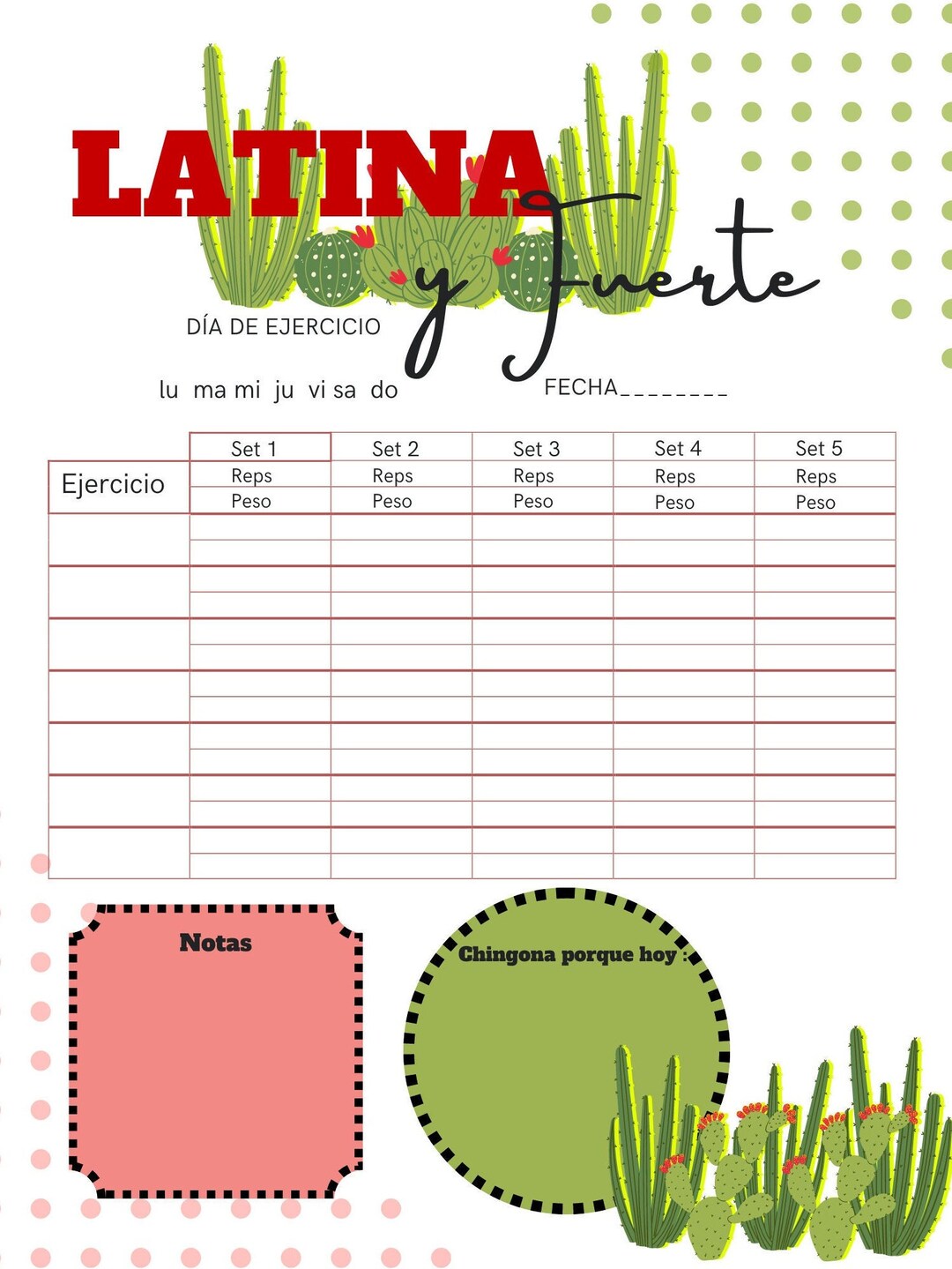 Fitness Tracker, Workout Tracker, Spanish Fitness Tracker - Etsy