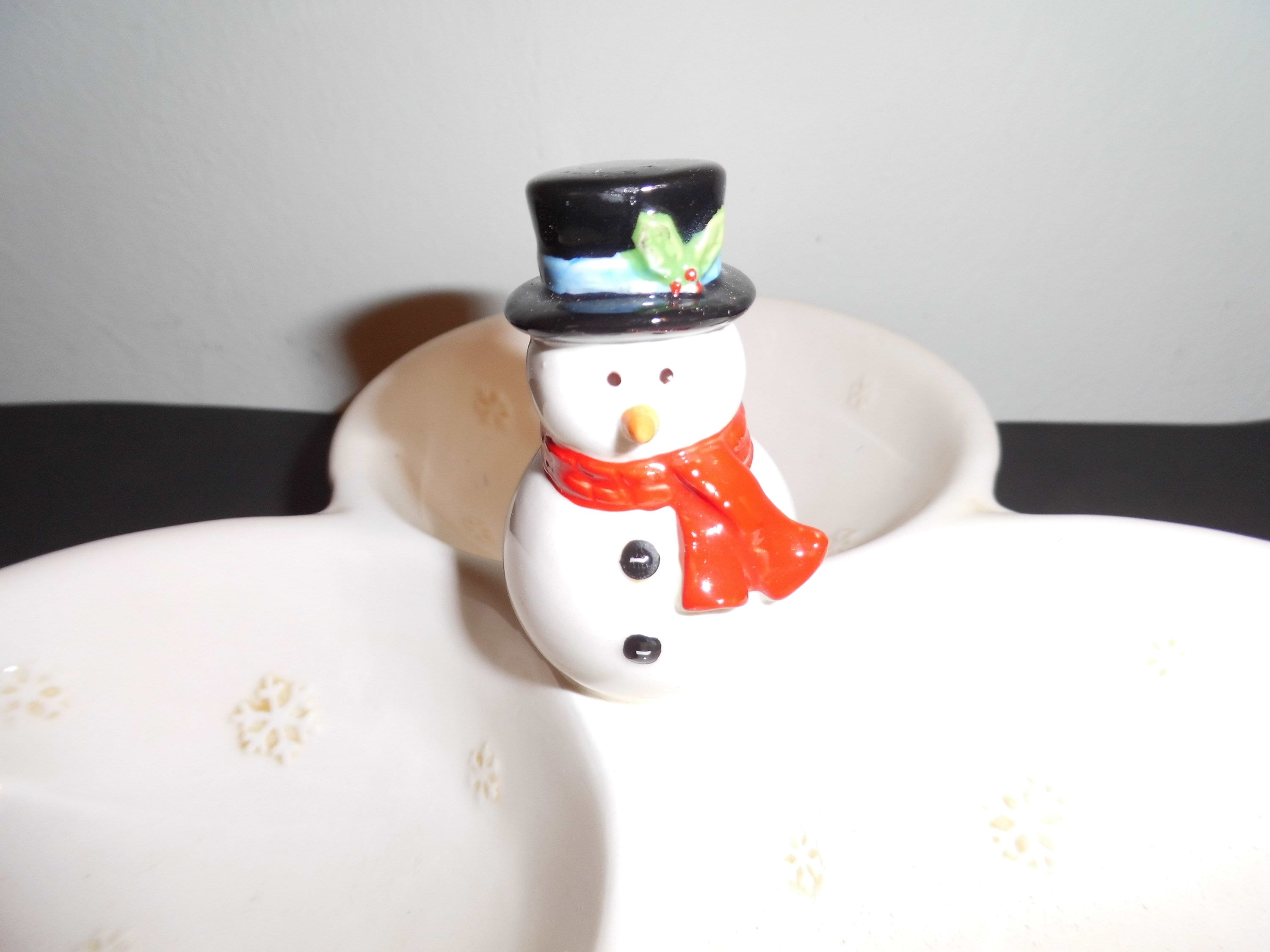 Ceramic Centerpiece Snowman Candy/nut/snack/relish Dish/tray - Unused ...