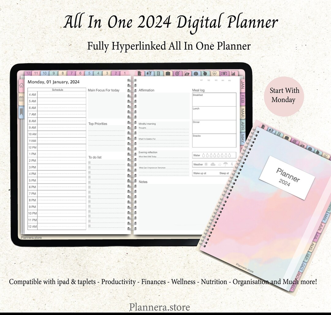 Digital Planner, 2024 Digital Planner, Dated Digital Planner, Goodnotes ...