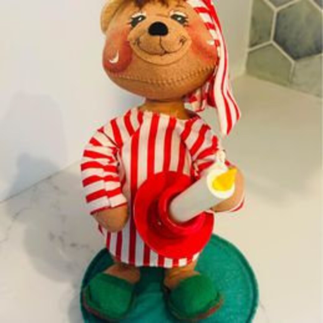 Vintage 1984 11” Annalee Christmas Bear Nightcap and Candle - Etsy