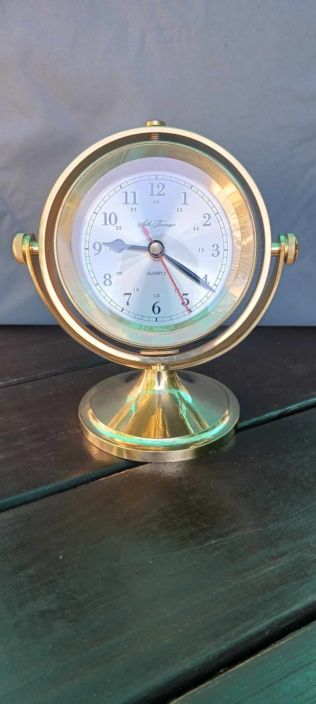 Vintage 1987 Seth Thomas Model No. 1044 Schooner Brass Swivel Desk ...