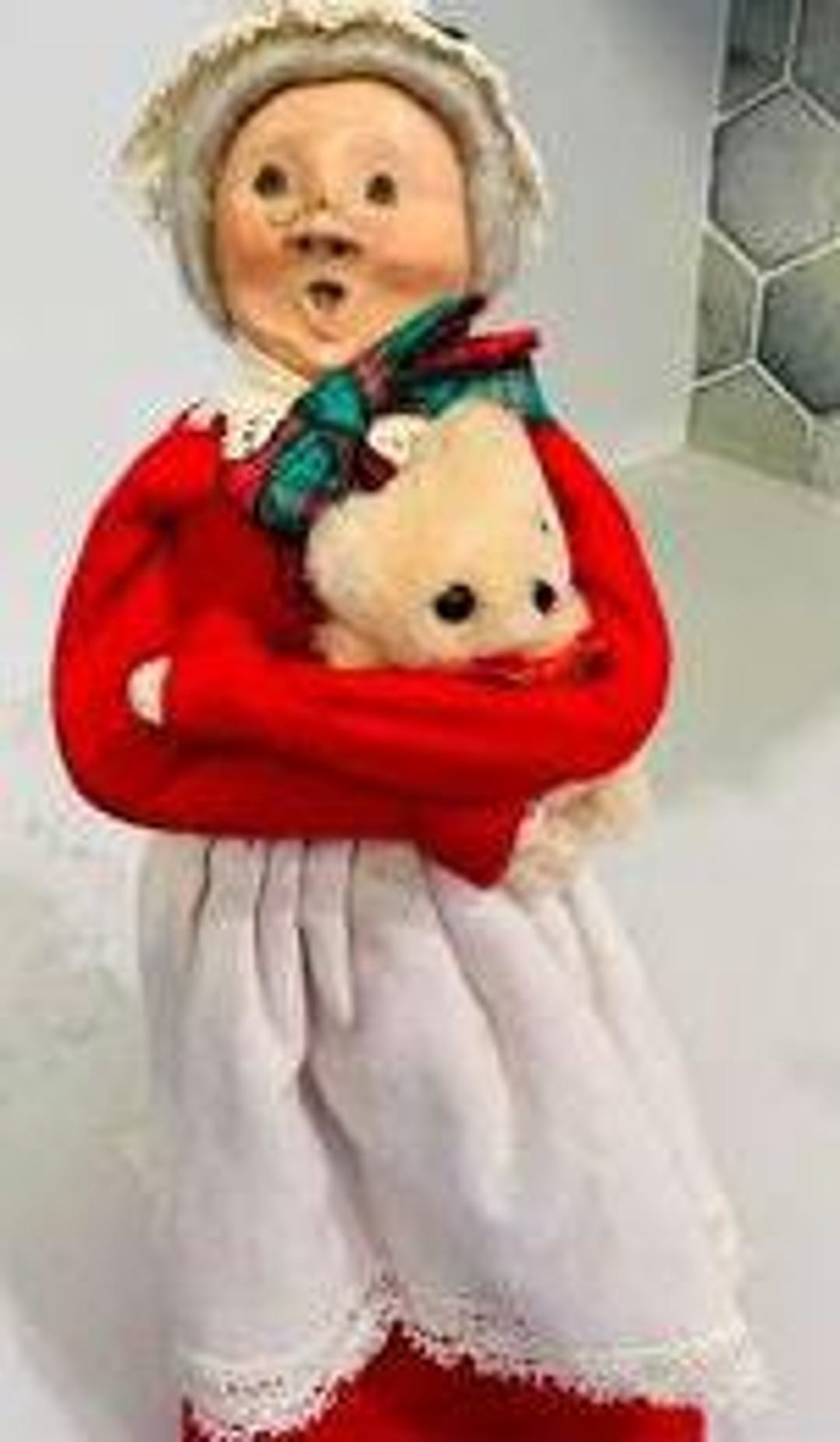 Original 1980’s Byers Choice Bumpy Bottom Mrs. Claus Holding Stuffed ...