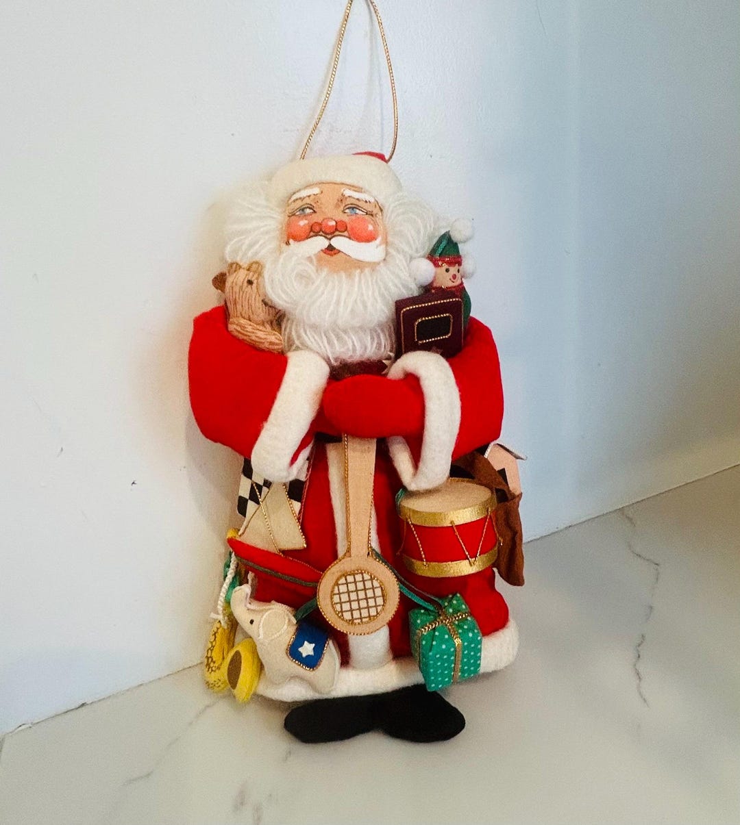 Vintage Stuffed Santa With Loads of Toys - Great Detail - Etsy