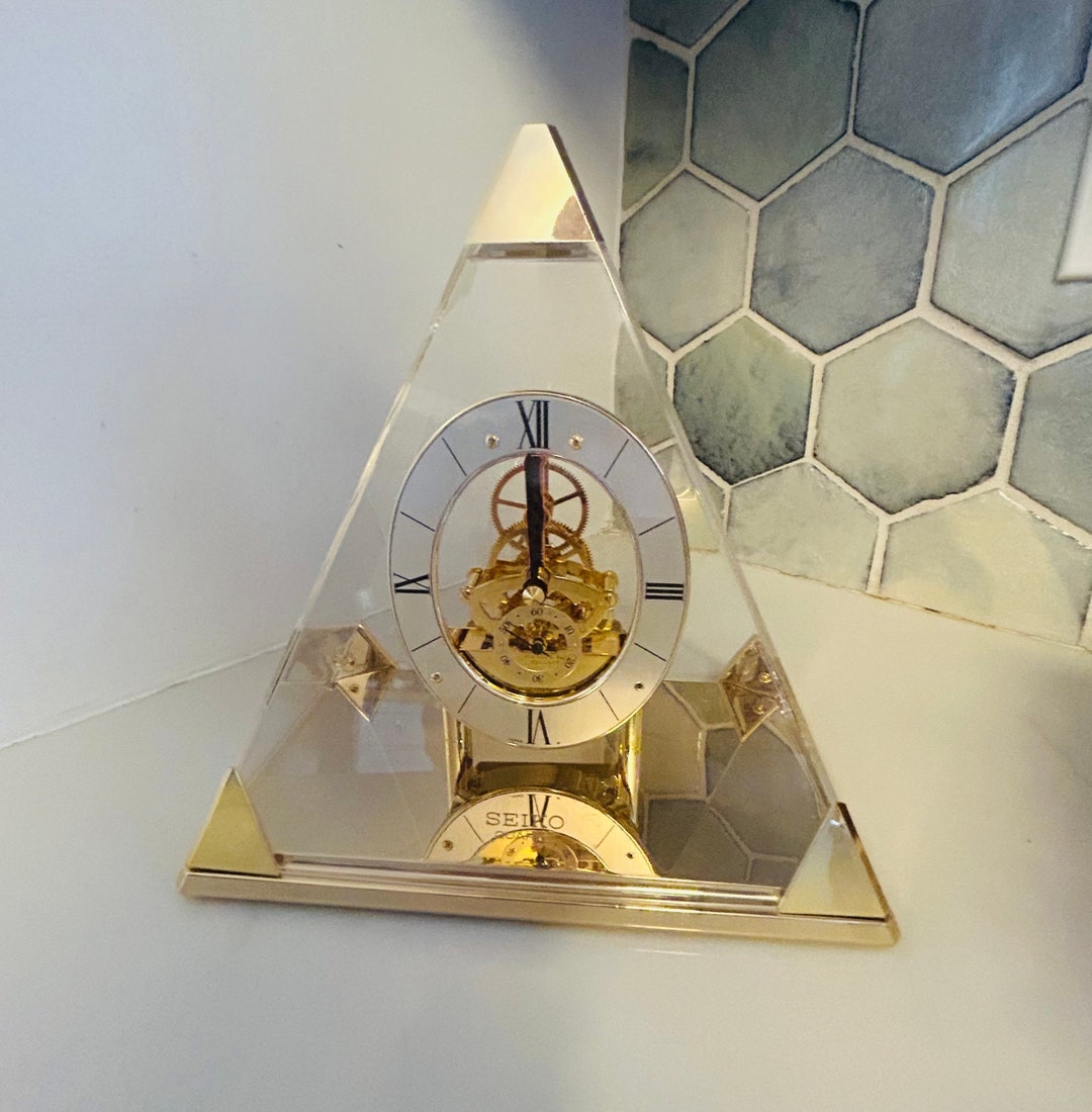 Excellent Condition - Seiko Open Face Quartz Pyramid Skeleton Mantle ...