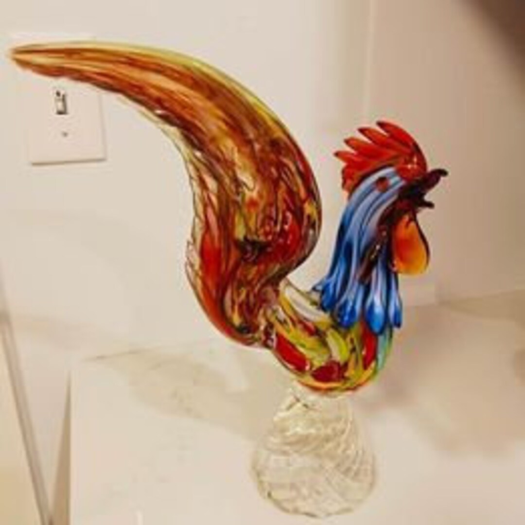 Large Colorful Murano Glass Rooster - Etsy