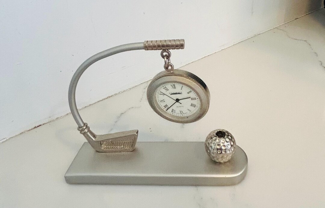 Silverplate Horizon Designs Desk Clock With Golf Theme - Etsy