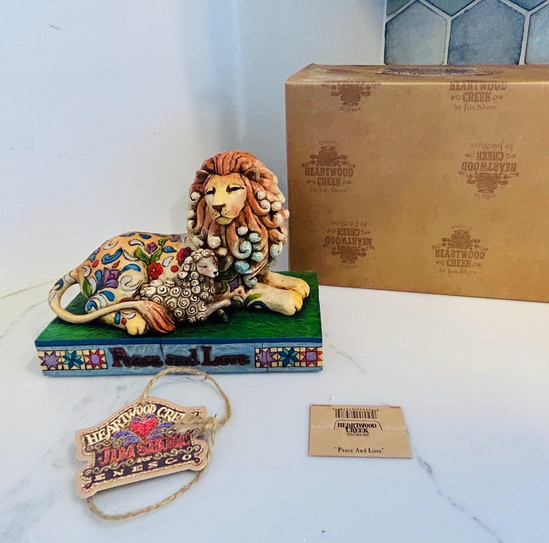 Jim Shore New in Box Retired 2006 peace and Love Lion and Lamb Figurine ...