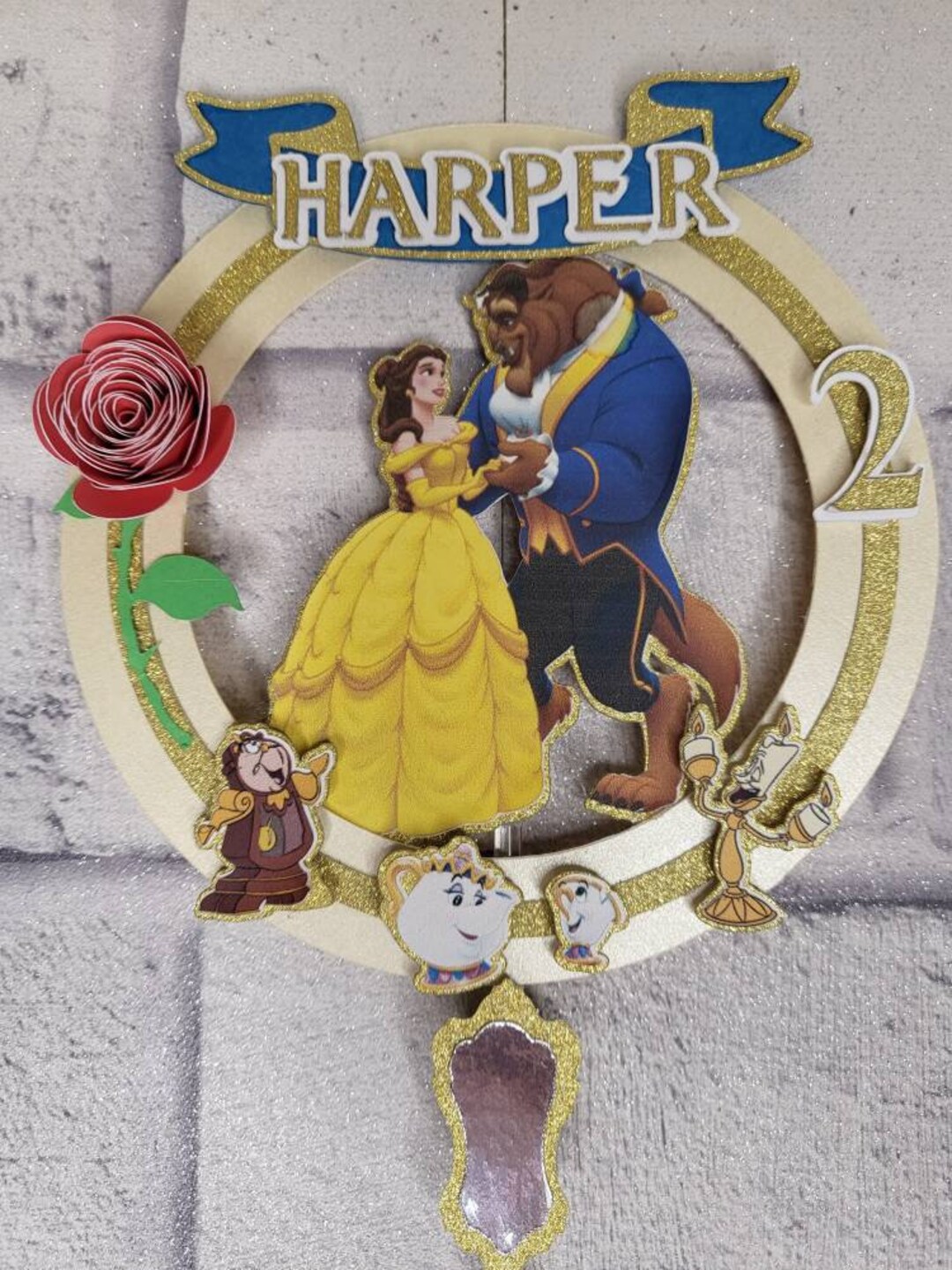 Beauty & the Beast Cake Topper - Etsy