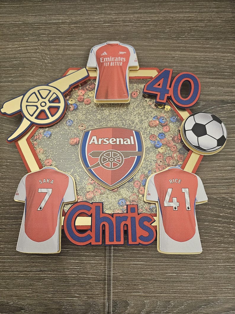 Arsenal Football Shaker Cake Topper - Etsy UK
