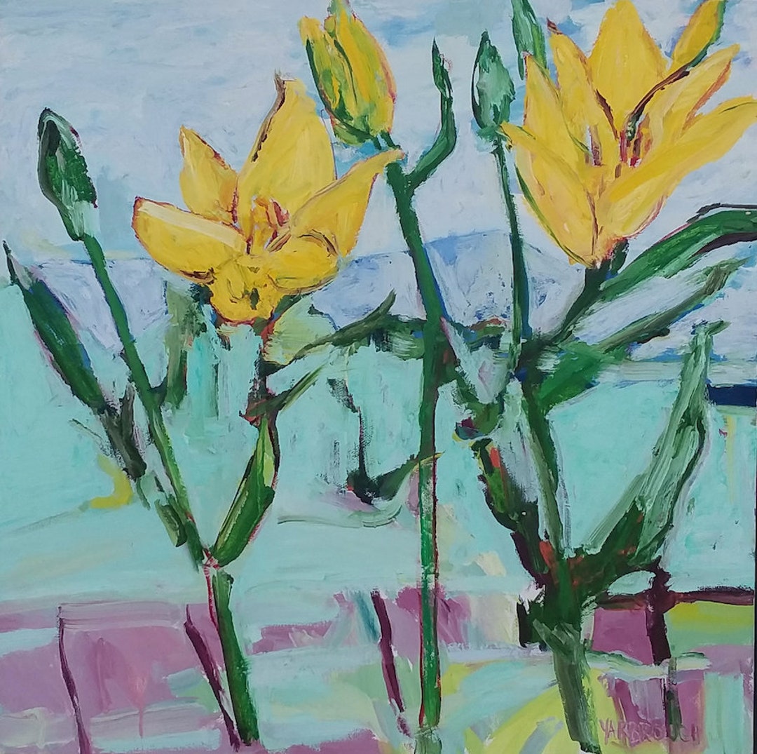 Lilies Original Oil Painting Saltfleetby Melissa Yarbrough 16"x16" Oil ...