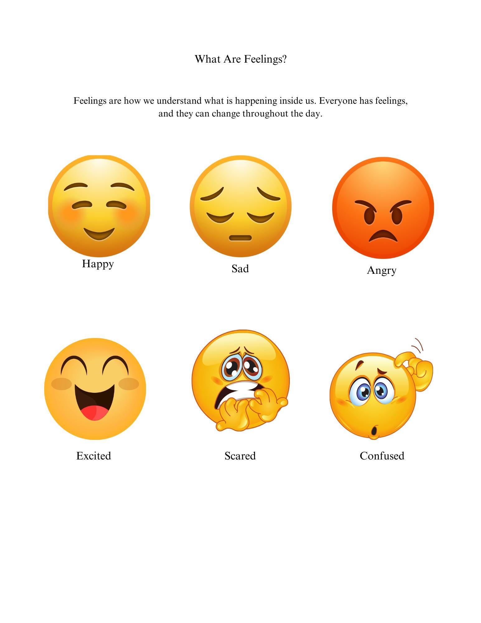 Exploring Your Feelings Worksheets for Young Children Ages 5-8 - Etsy