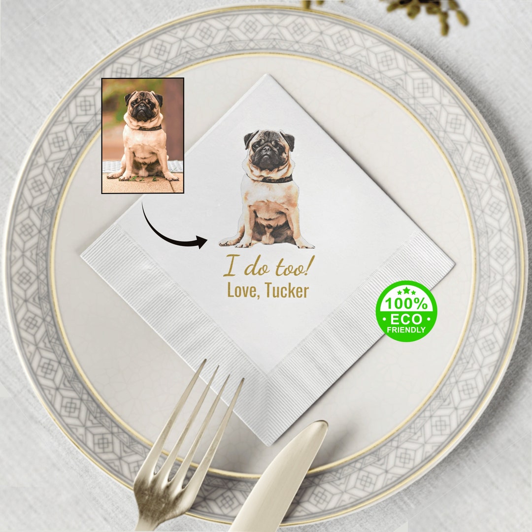 Custom Pet Cocktail Napkins • Personalized Dog Wedding Napkins • Bridal ...