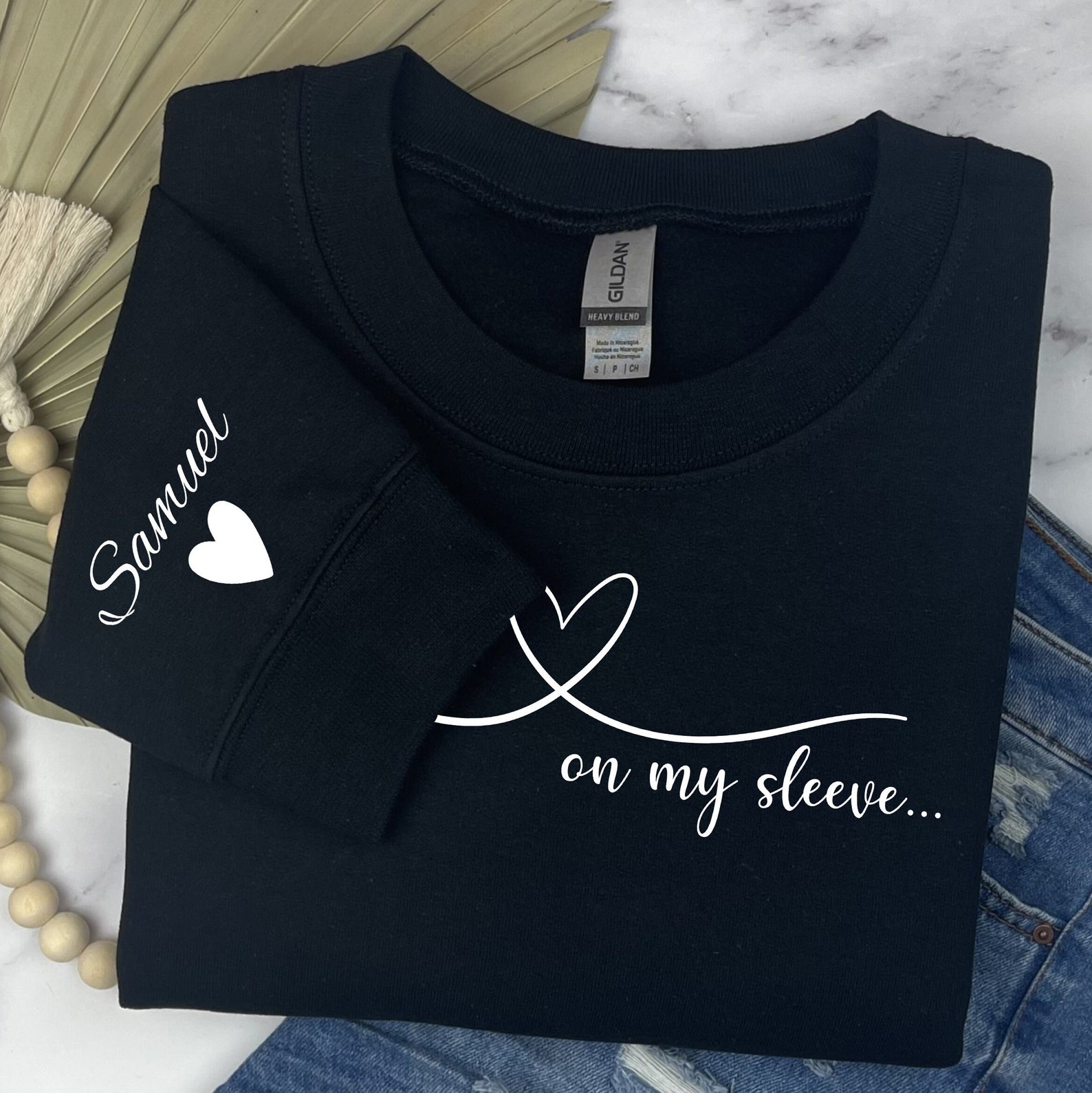 Custom I Wear My Heart on My Sleeve Sweatshirt With Names Personalized ...