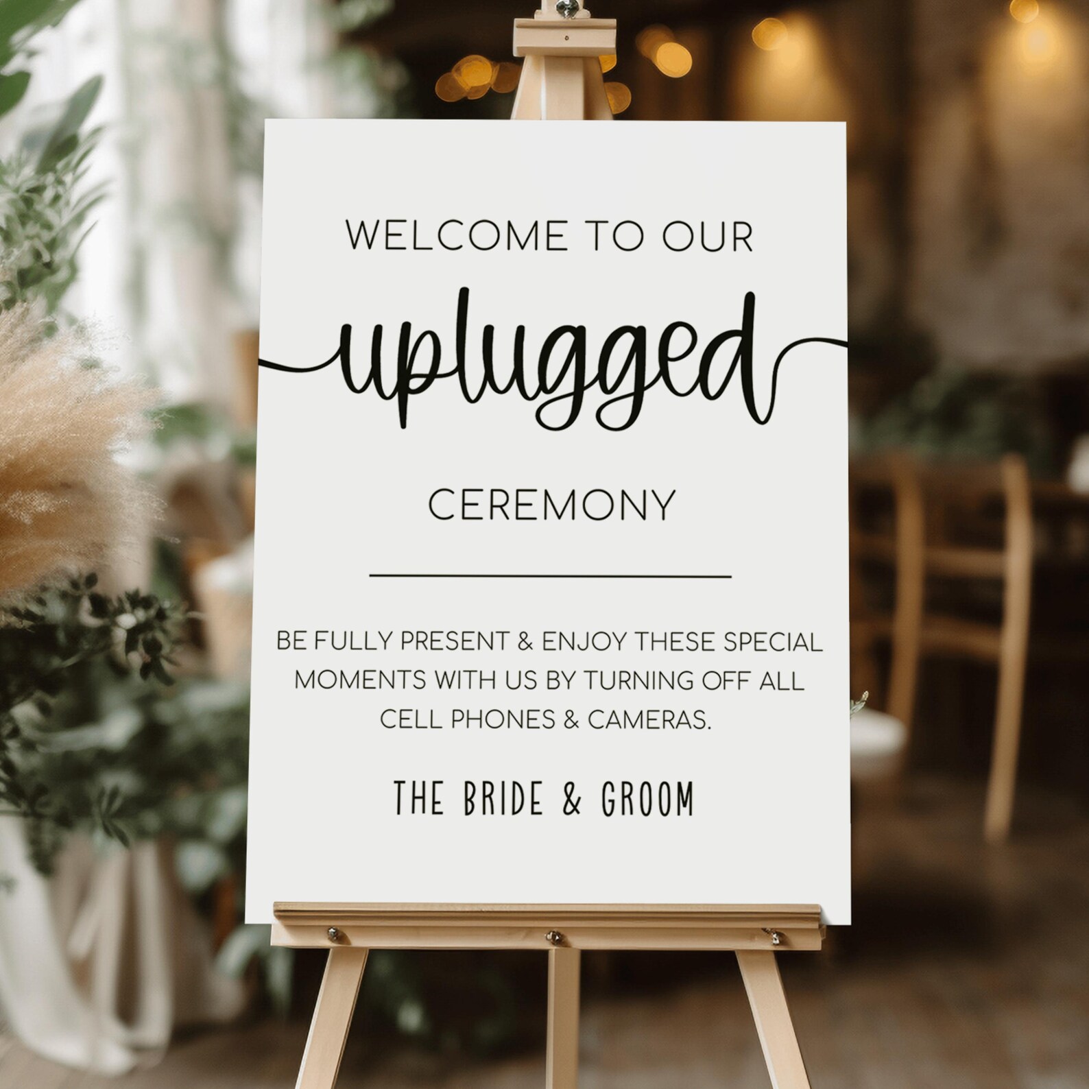 Unplugged Ceremony Sign • Modern Wedding Welcome Sign Printed ...